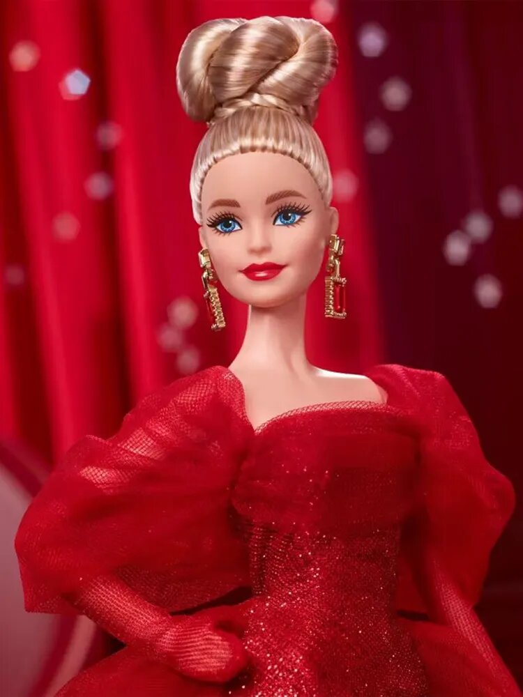 Кукла Barbie JBJ17 коллекционная, красное платье, 32 см, пластик, Индонезия — фото 1