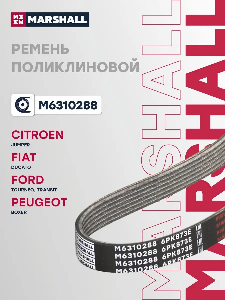 Ремень поликлиновой 6PK873E для а/м FIAT DUCATO 06-; FORD, арт. M6310288