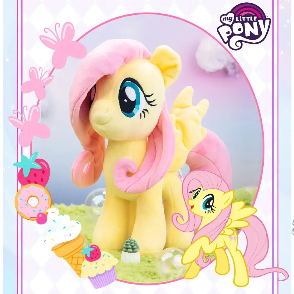 Мягкая игрушка пони My Little Pony Флаттершай 30 см, для девочек, плюш, желтый