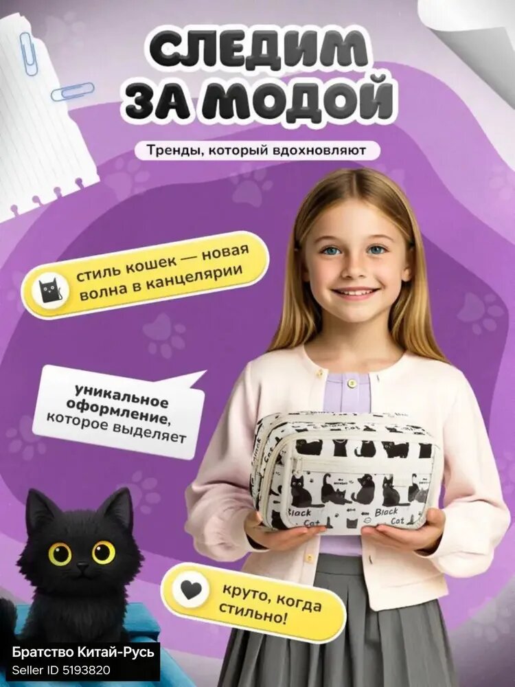 Кошки в пенале для школы