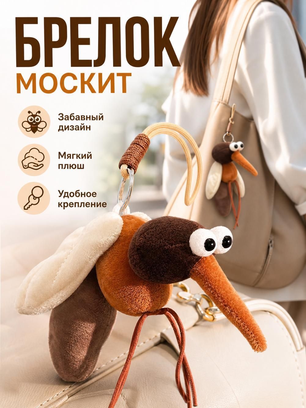 Брелок для ключей с плюшевой игрушкой-червь