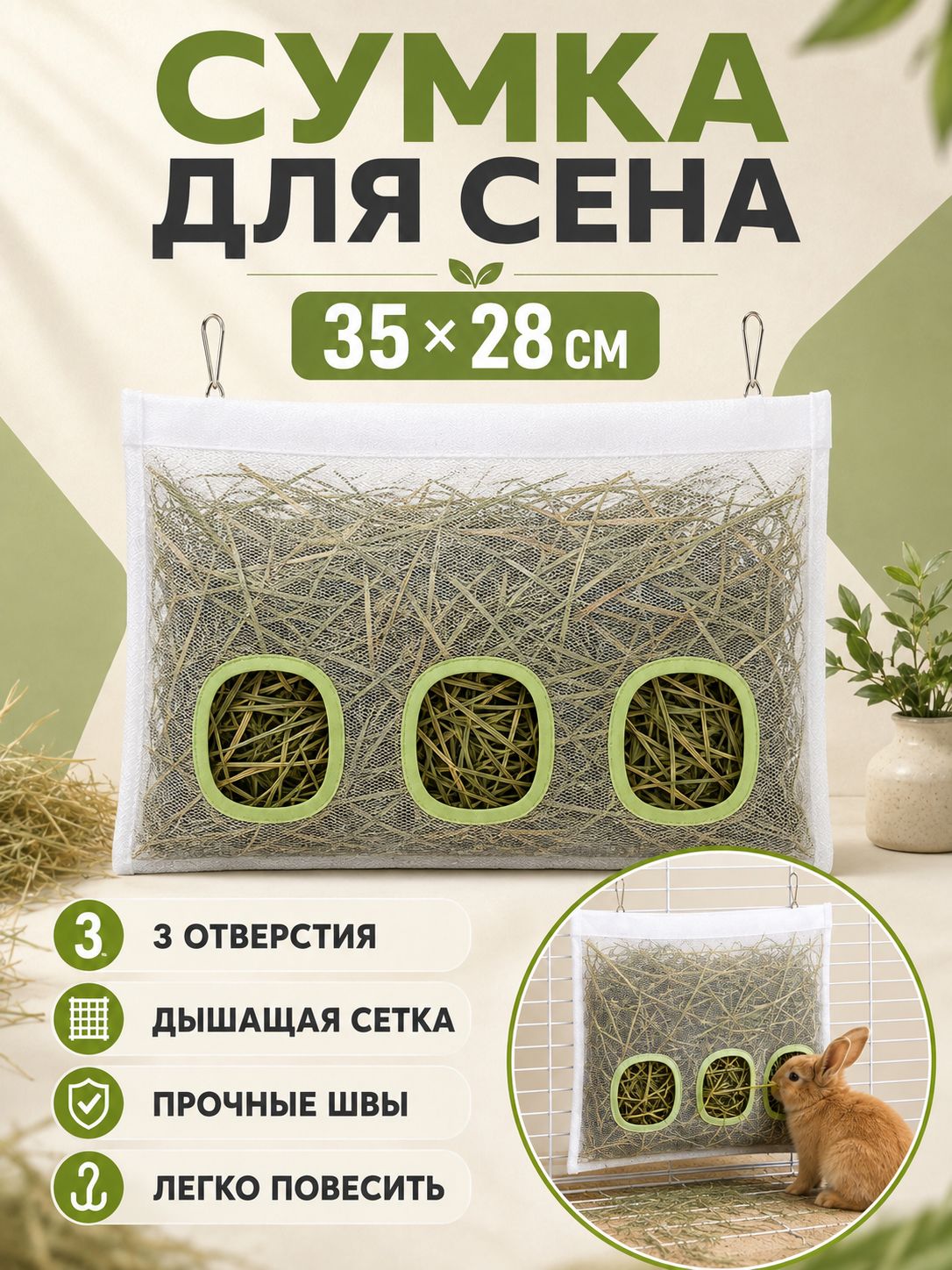 Сенник для кролика подвесная сетчатая кормушка для сена, Артикул: 5600779399