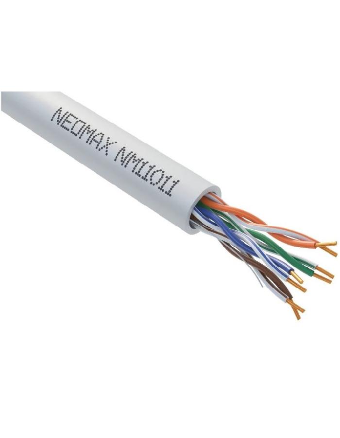 Кабель витая пара U/UTP 5e кат. 4 пары Neomax NM11011 (305 м) 0.48 мм (24 AWG) Медь LSZH, серый; Fluke Tested