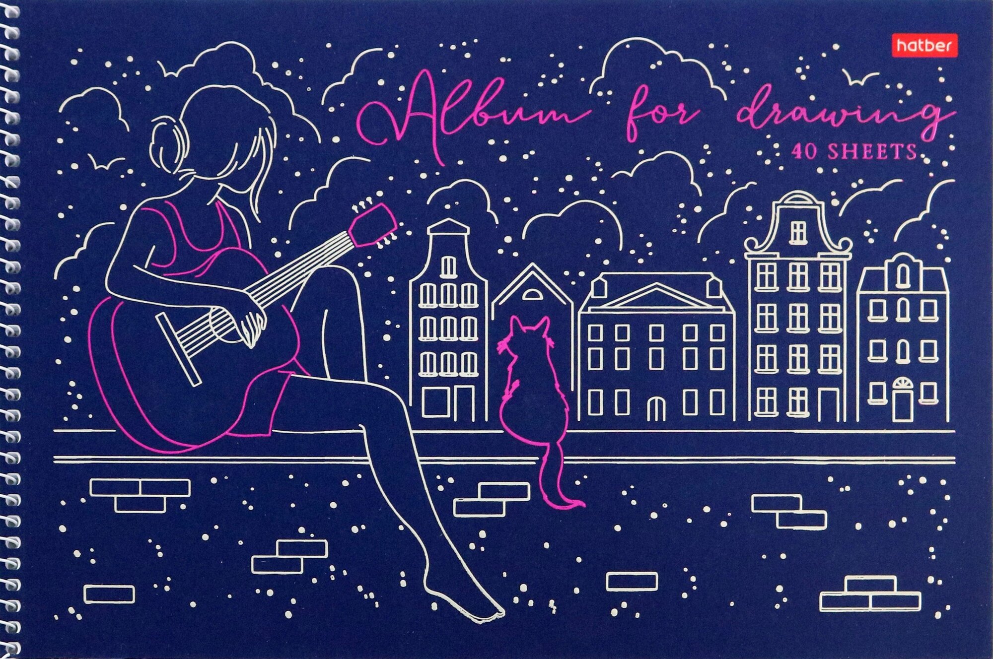 Альбом для рисования Dream On, 40 листов, в ассортименте, для рисования, творчества и учебы