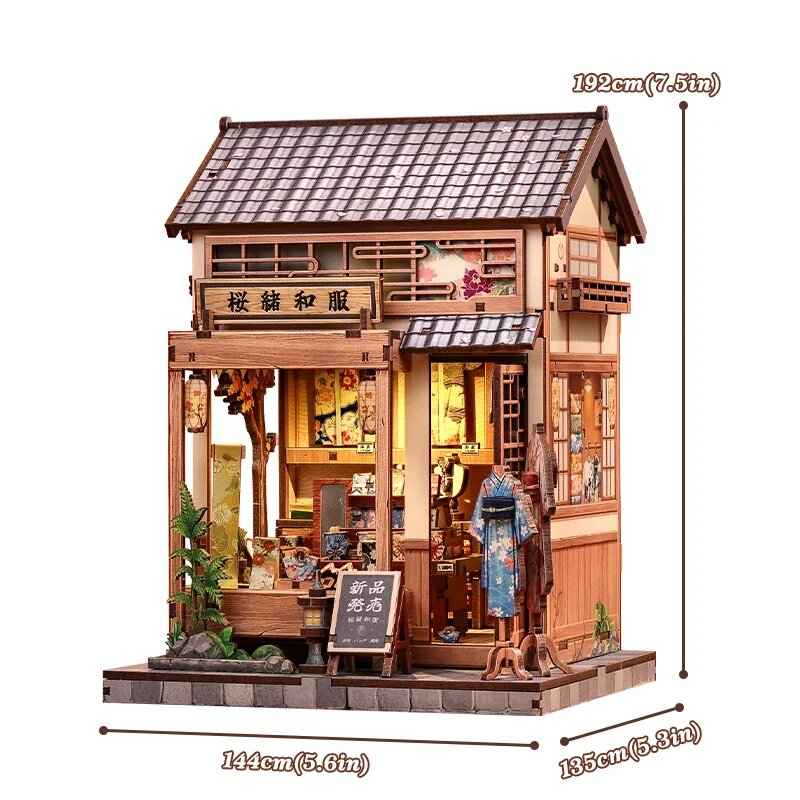 CUTEBEE Book Nook Kit DIY Кукольный домик Деревянная головоломка Книжная полка Вставка Миниатюрная модель Рождественский подарок для магазина кимоно Sakura O