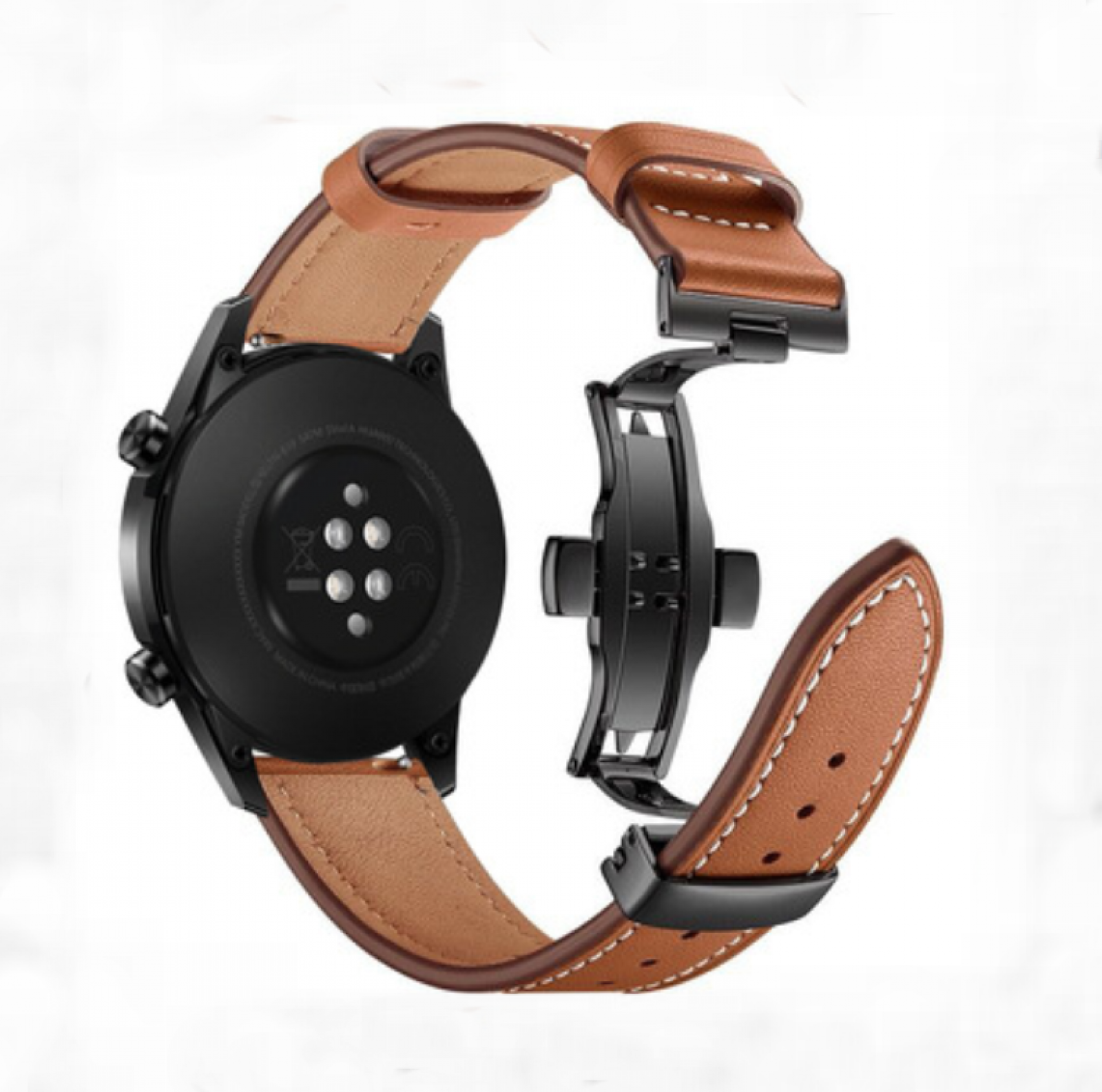 Сменный ремешок-браслет MyPads Skin из натуральной кожи для HUAWEI WATCH GT 3 с металлической пряжкой коричневый