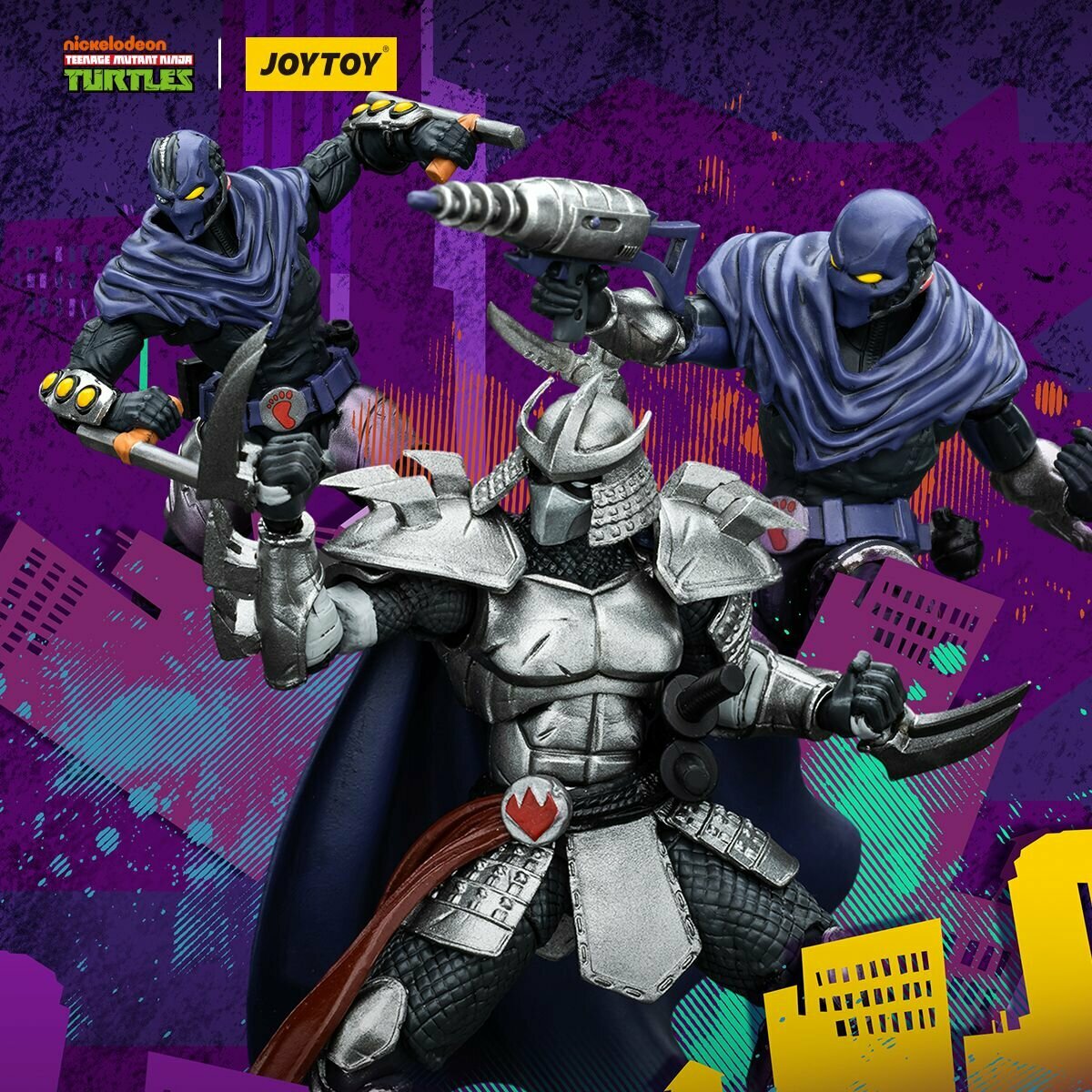 Подвижная фигурка TMNT JOYTOY 1/18 Подростки-мутанты черепашки-ниндзя - TMNT-Foot Clan 3PCS Подарочные модели
