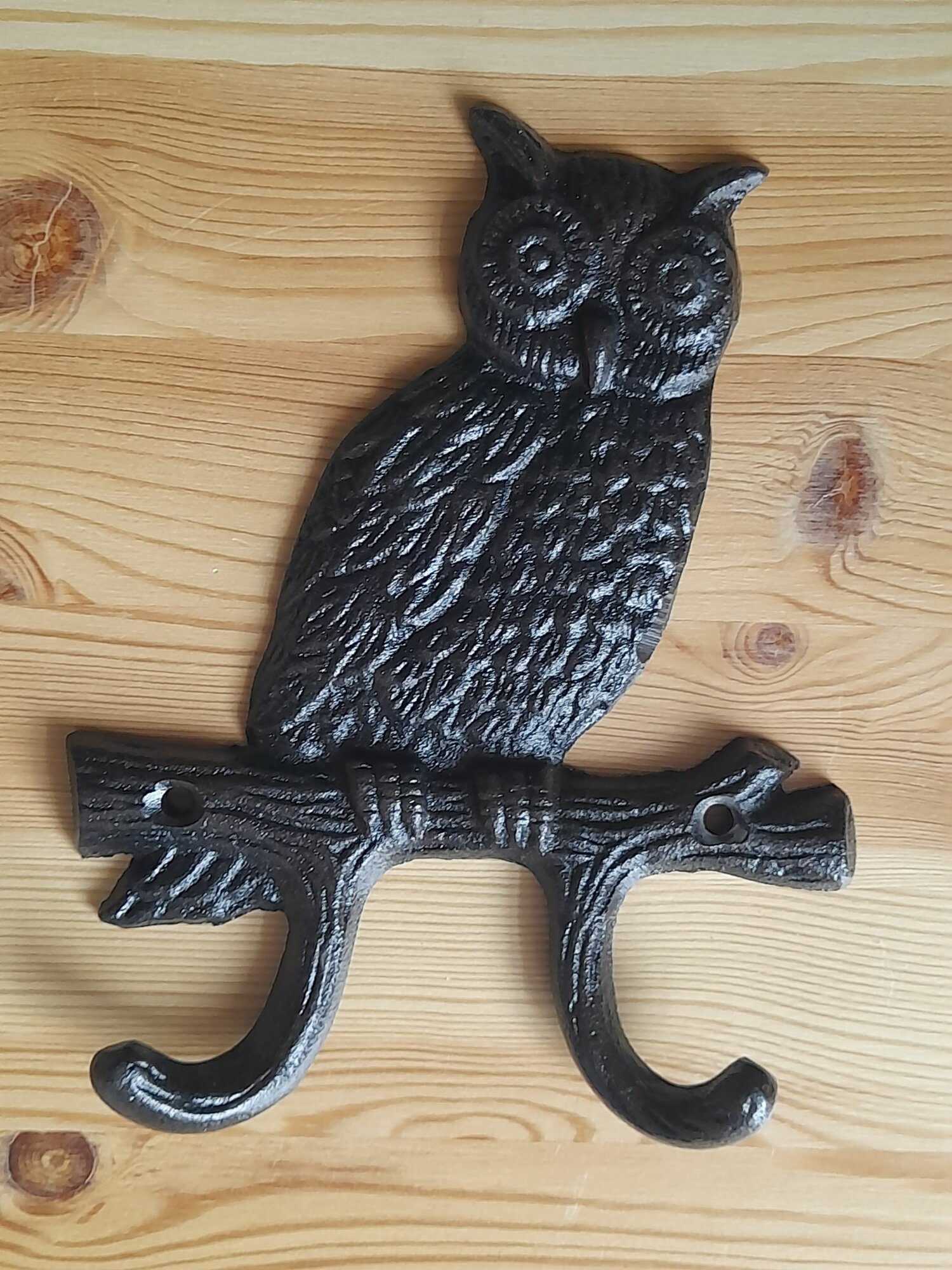 Настенная вешалка "Сова2" НашМороз , на 2 крючка, для одежды, устойчива к влажности, чугун