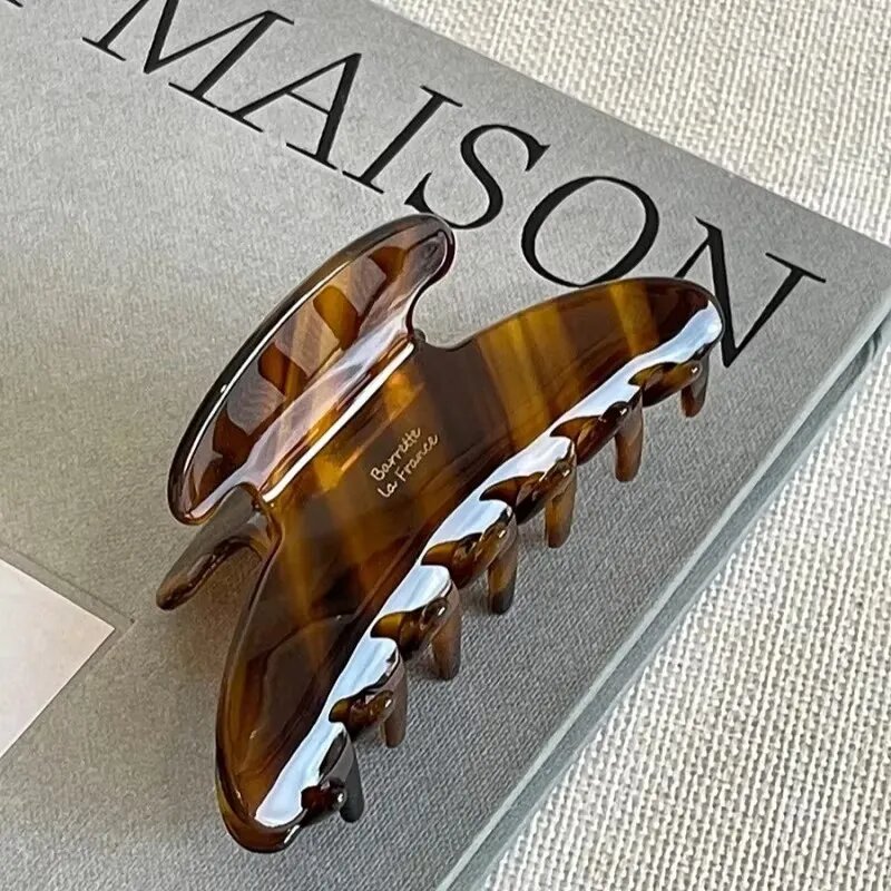 Коричневая заколка-краб ацетатная coffee 9.2cm