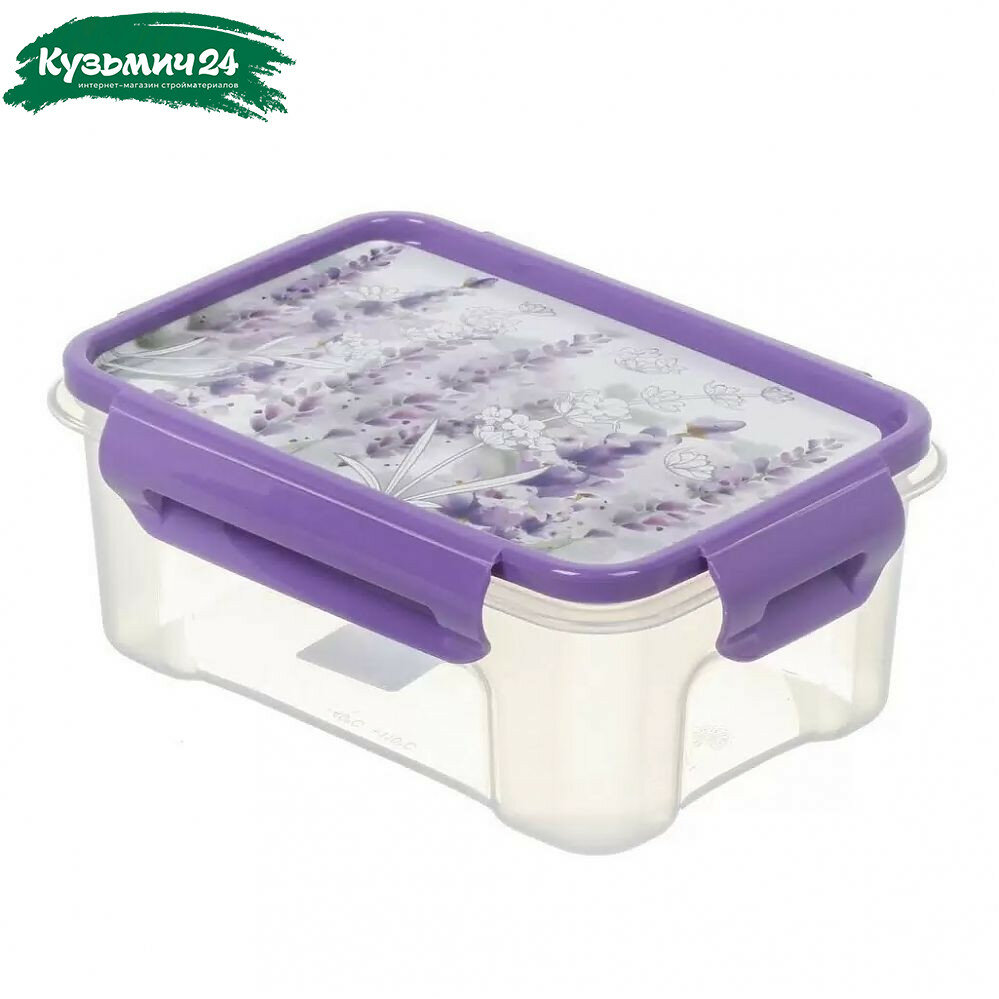Контейнер Полимербыт Lavender 495047, пищевой пластик, прямоугольный, 0.75 л, 65х116х165 мм