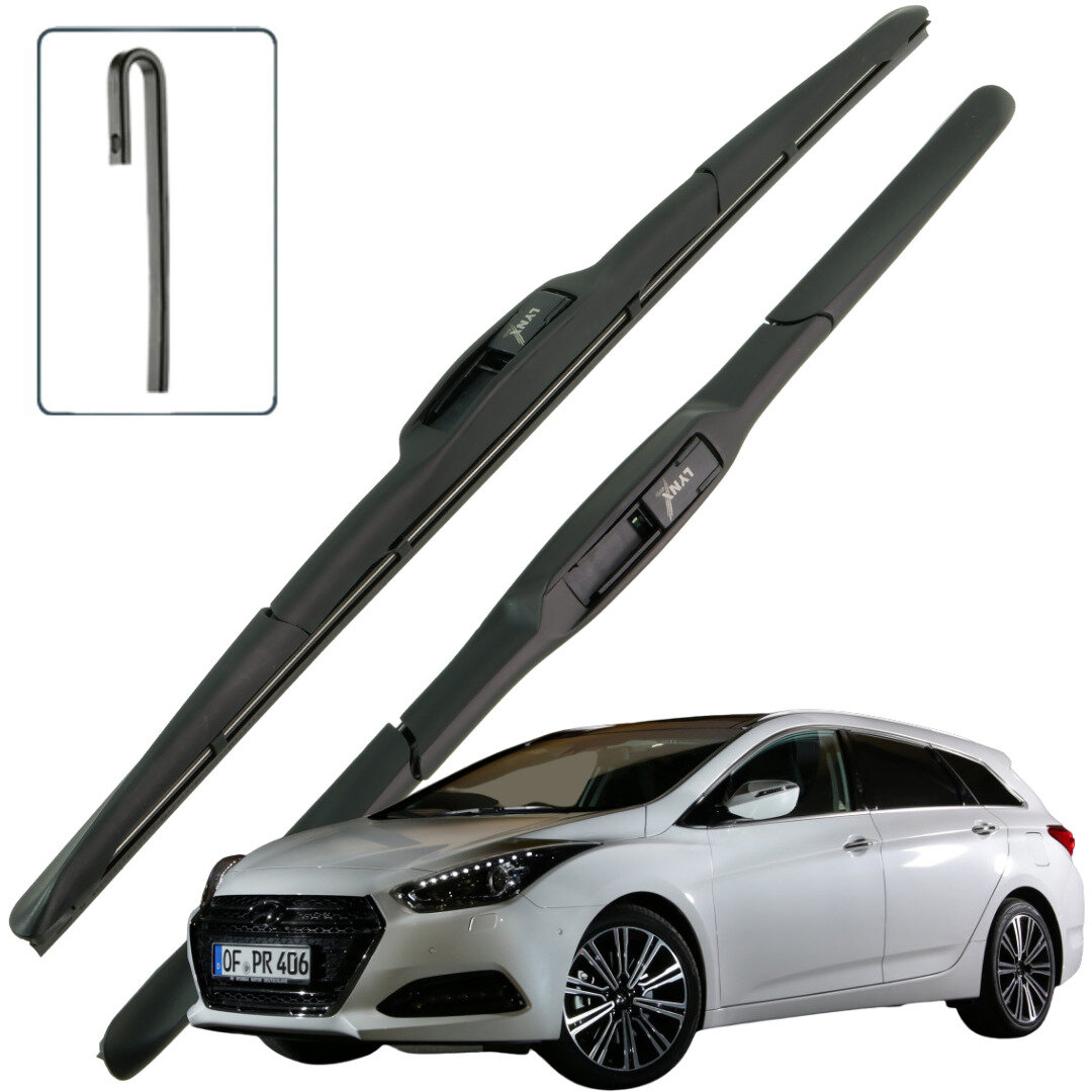 Дворники Hyundai i40 VF / Хендай Ай 40 универсал рест. 2015 / 2016 / 2017 Щетки стеклоочистителя гибридные ОЕМ для автомобиля LYNXauto к-т 2шт, 650мм-400мм