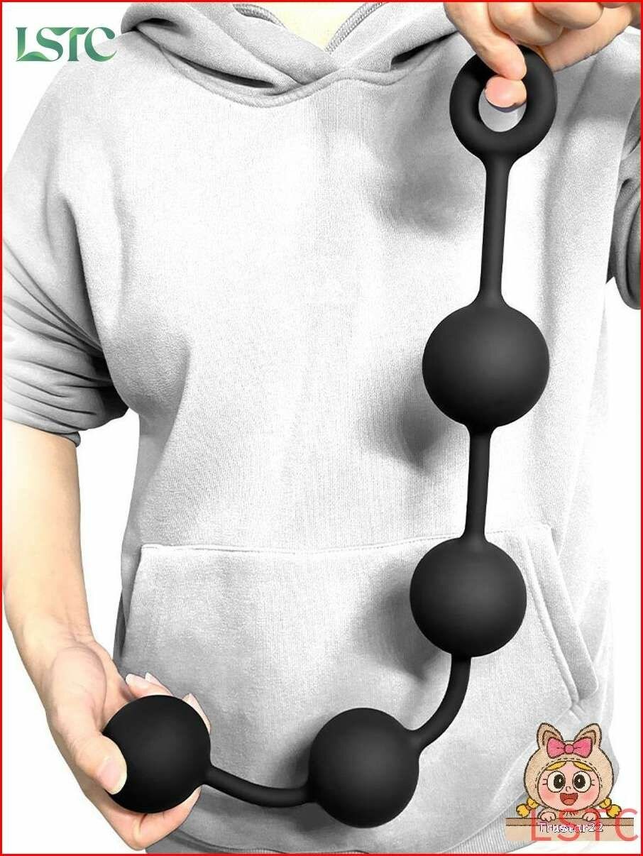 Огромная анальная цепочка "SUPER BIG BLACK ANAL SILICONE BEADS&52 см
