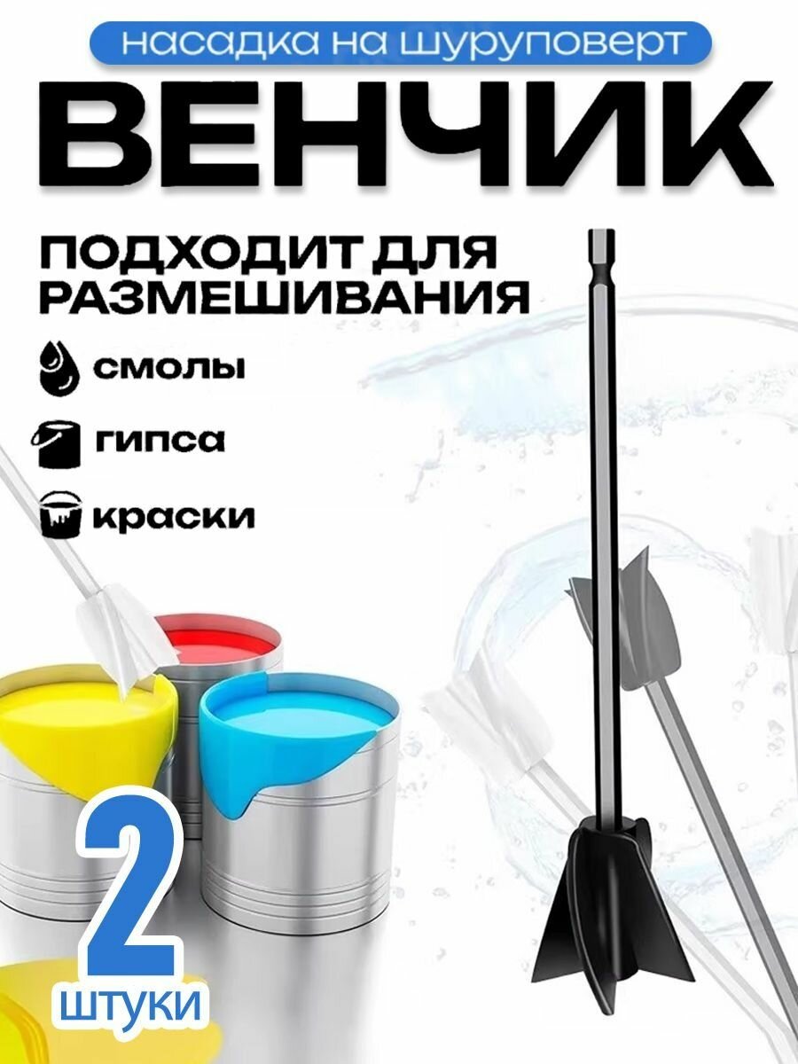 Венчик - насадка на шуруповерт для гипса, смолы, краски 2 шт.