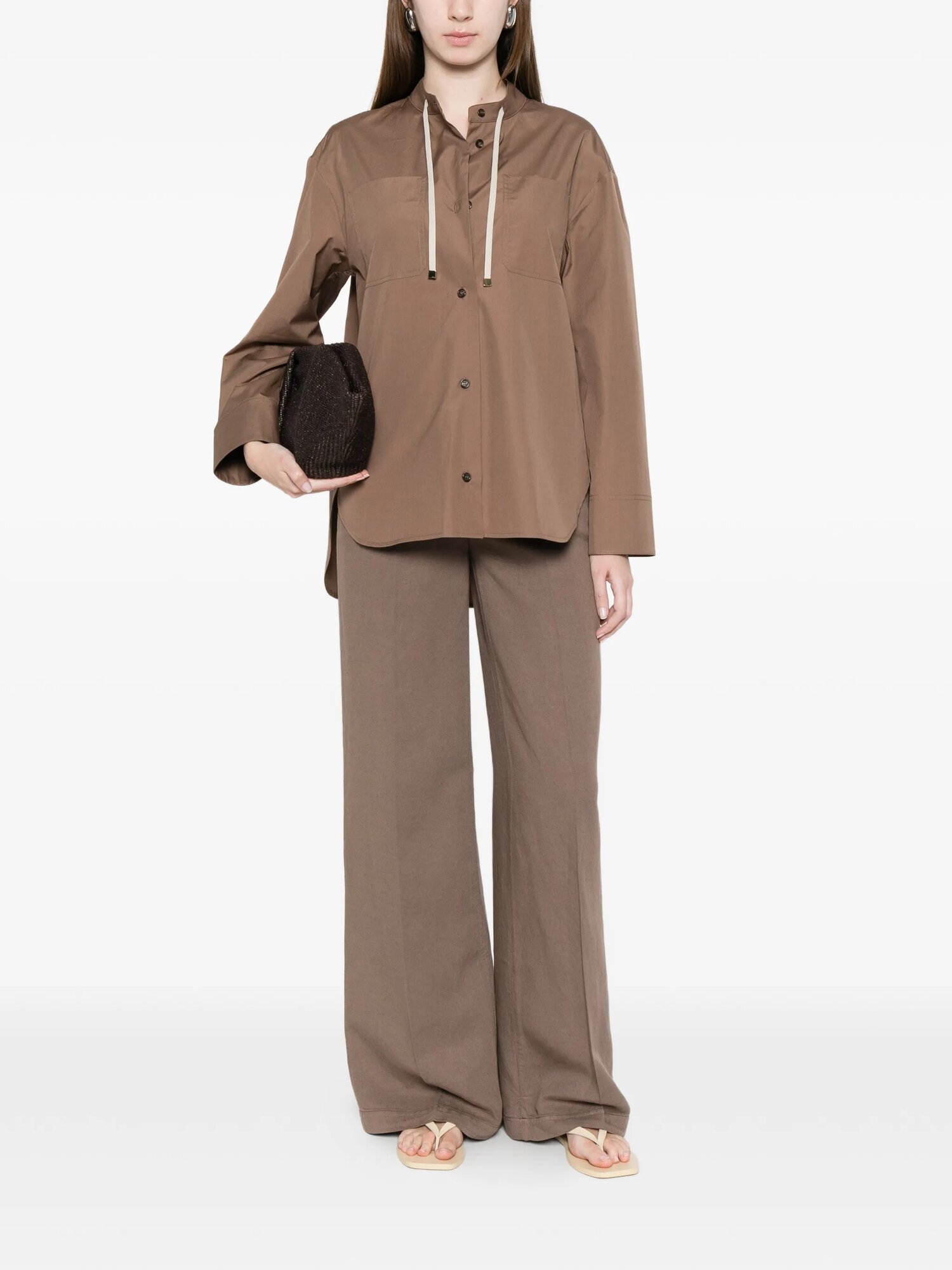 Рубашка Max Mara Drawstring pocket shirt, размер 40, коричневый — фото 1