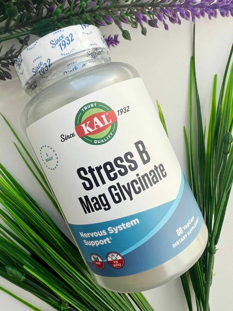 Пищевая добавка KAL Stress B Mag Glycinate, магний глицинат с витаминами B, капсулы, 60 шт.