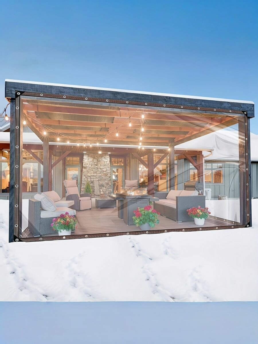 Водонепроницаемый прозрачный брезент для беседки от дождя и снега, ПВХ тент прозрачный для террасы на зиму, универсальный тент для наружных работ и укрытий