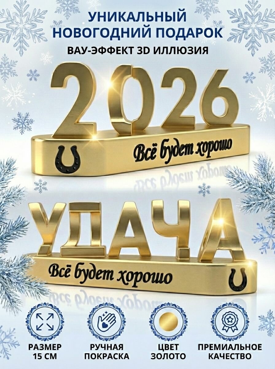 3D перевёртыш-иллюзия 2026 Удача / оригинальный сувенир от Tridpapa