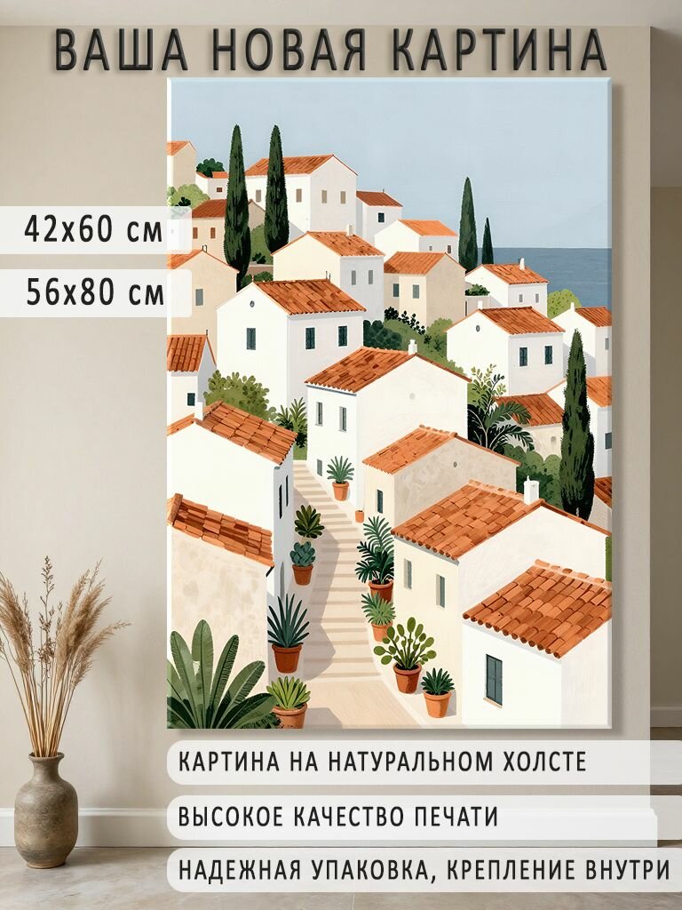 Картина 42х60 см на холсте для интерьера/ "Коричневые крыши", Diva Kartina