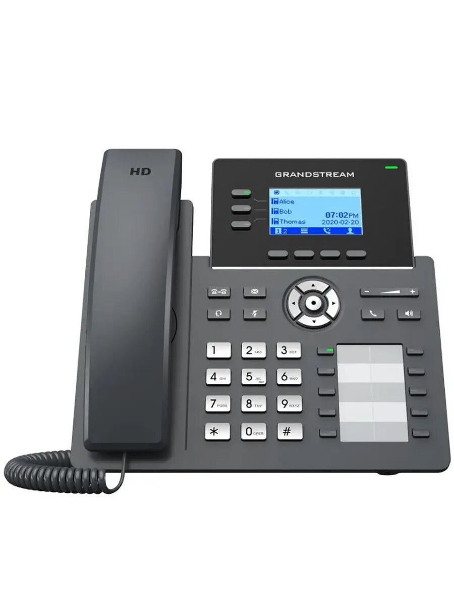 Телефон VoiceIP Grandstream GRP-2604P, 6 SIP, 2 порта, ЖК-дисплей, POE, без блока питания