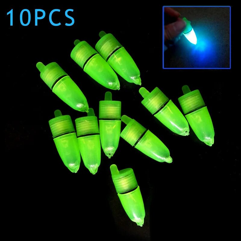 Светодиодные поплавки для рыбалки, 10 шт, blue light tine head