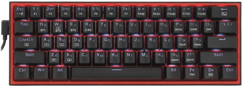 70666 / Клавиатура Redragon Fizz Pro, USB, Bluetooth/Радиоканал, черный + красный [70666]