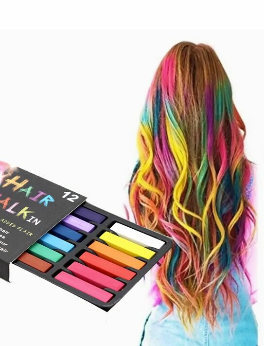 Мелки для волос ярких цветов для окрашивания, 12 цветов