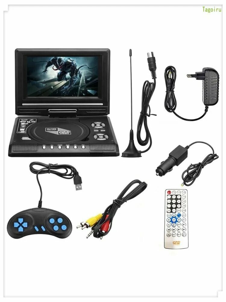 Портативный 7,8-дюймовый телевизор Домашний автомобильный DVD-плеер VCD CD MP3 HD EVD-плеер с TV FM USB / игровой функцией-EU Plug