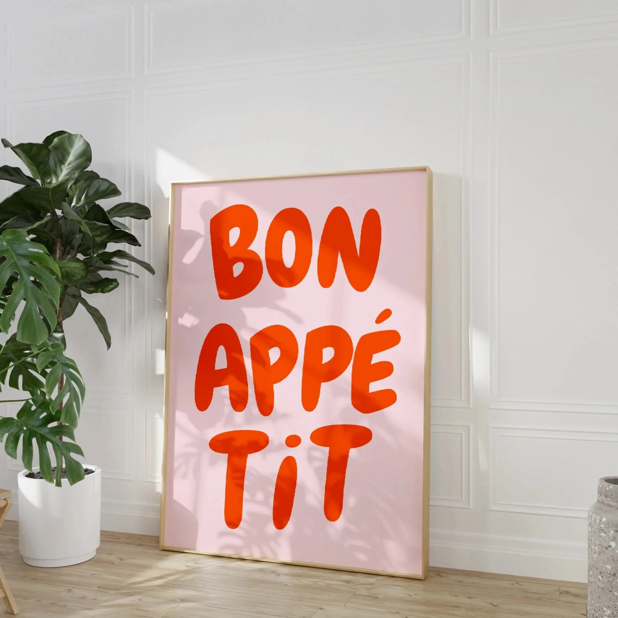 Постер "Bon Appetit" розовый, 50x70 см, WO1083, без рамы