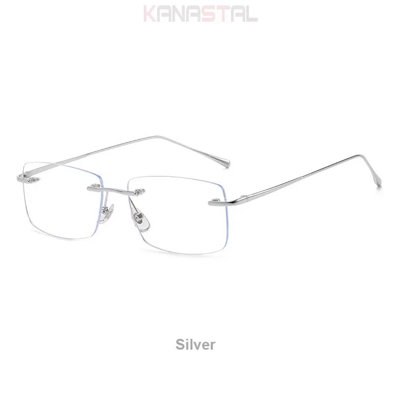Мужские металлические безрамочные очки с защитой от синего света K21060-F Silver