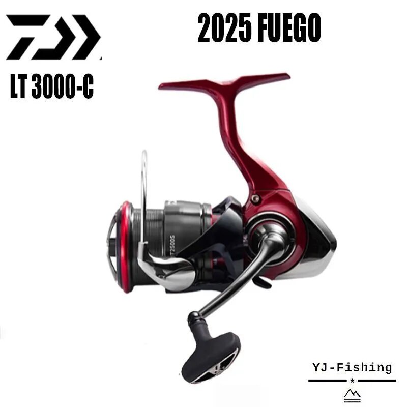 Daiwa 2025 FUEGO LT 3000-C Катушка для рыбалки, красный цвет, передний фрикцион, безынерционная