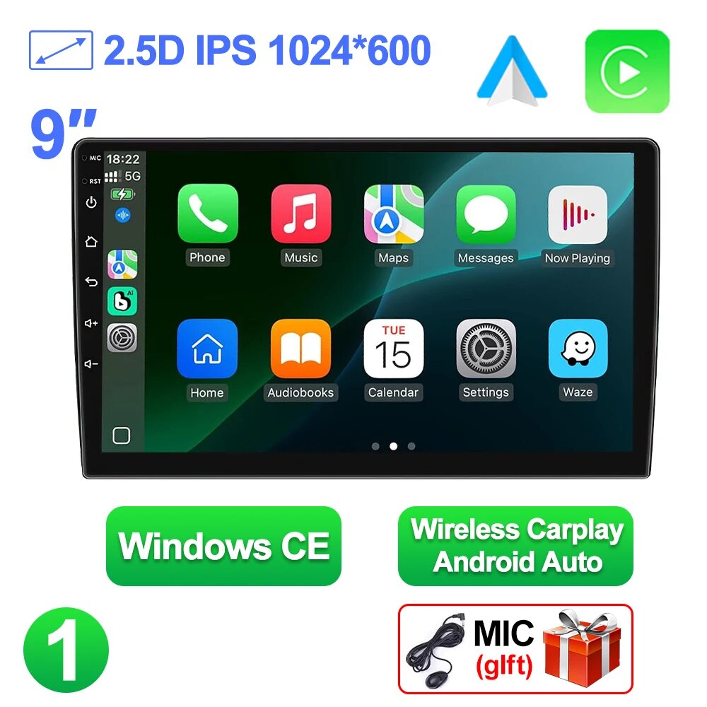 Автомагнитола LEHX Linux 7/9 дюймов IPS, универсальная 2 DIN, с беспроводным CarPlay Wireless-9033-0