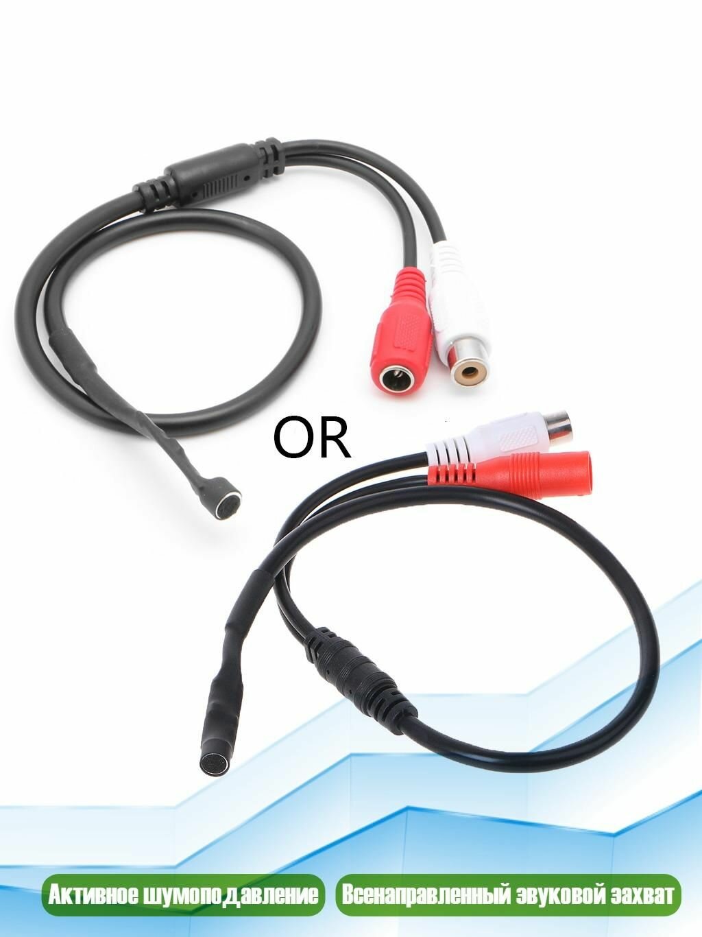 Шумоподавляющий микрофон безопасности для систем видеонаблюдения, Черный