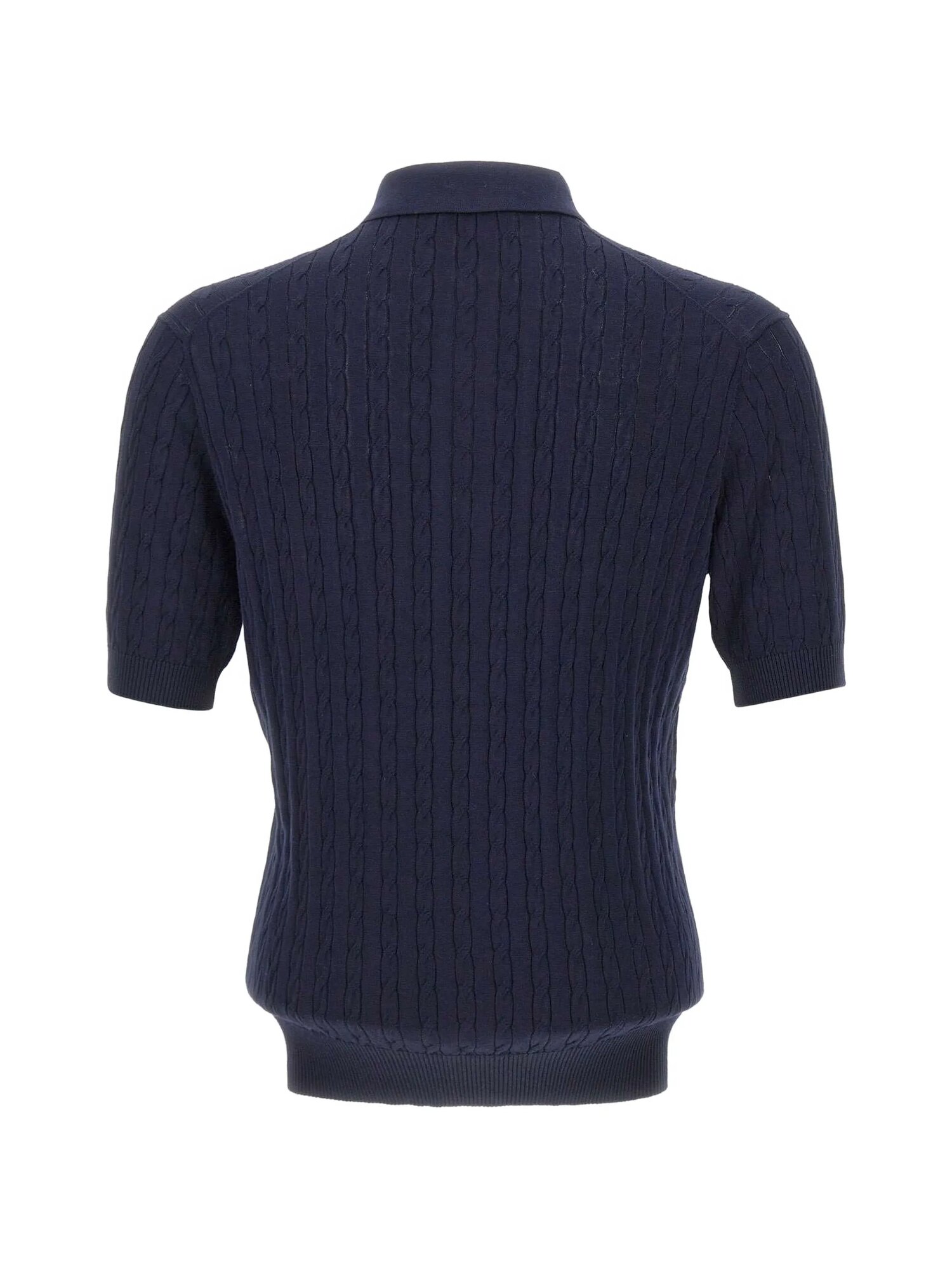 Рубашка Kangra Cashmere Cable-knit ribbed polo shirt, размер 48, Синий принт — фото 1
