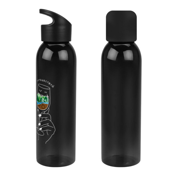 Бутылка для воды «путешествуй» (черный)