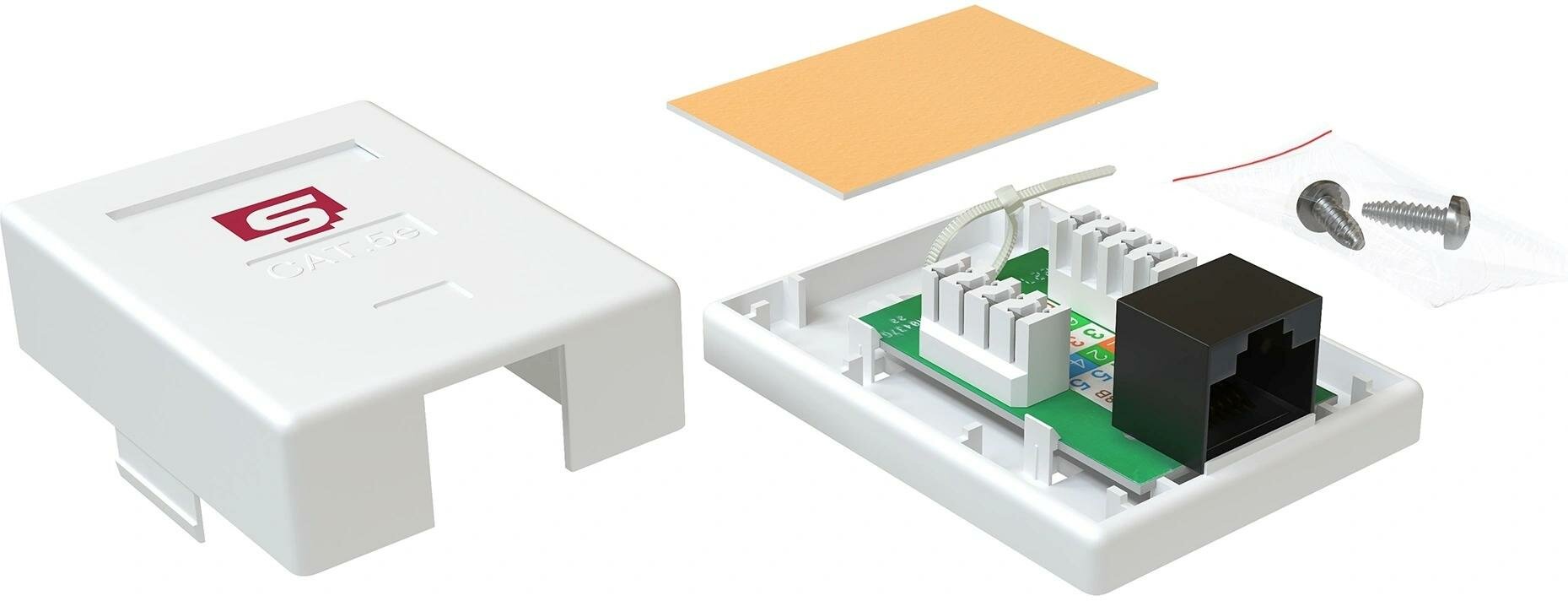 Розетка SYSMATRIX RJ45, 1 модуль, категория 5E, UTP, белая (SB 15EU. WH)