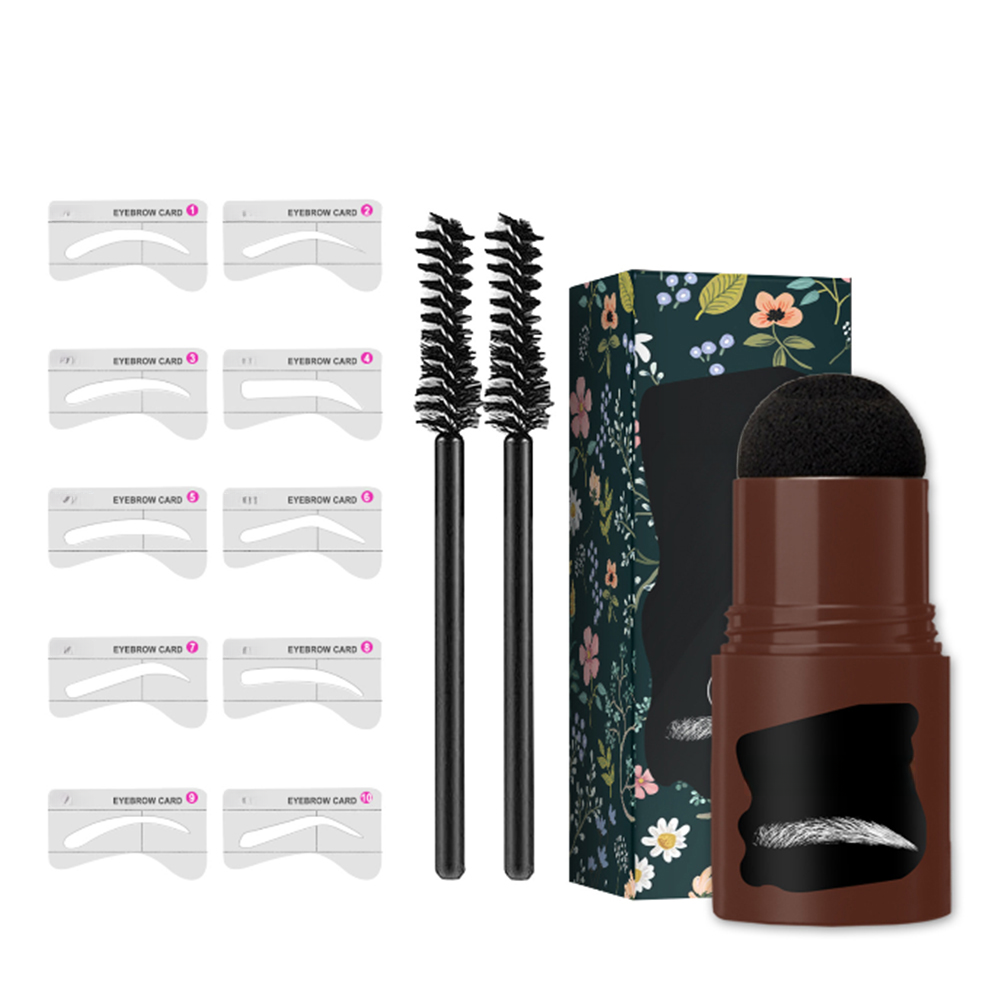 Набор для бровей Waterproof Eyebrow Seal Set с минеральным порошком, картками для бровей и кистями: 10 карток для бровей, 2 кисти, цвет Medium Brown, размер упаковки 8.5*3*3 см / 3.34*1.18*1.18 дюйма, вес 50 г / 1.76 унции, подходит для всех типов кожи
