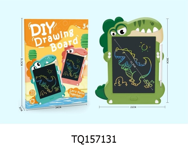 Детская электронная доска для рисования с изображением мультяшного динозавра, ЖК-дисплей, функция стирания одним нажатием, цветная доска для граффити, игрушка.
