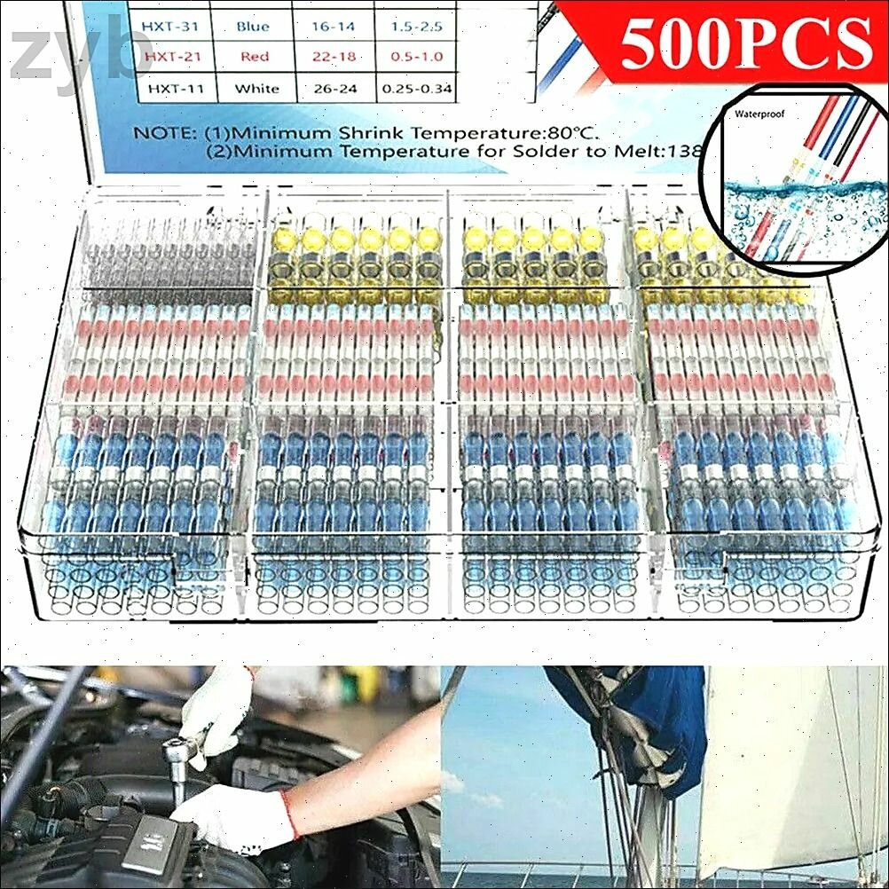 500 шт. термоусадочные муфты для пайки, электрические стыковые соединители проводов, комплект клемм