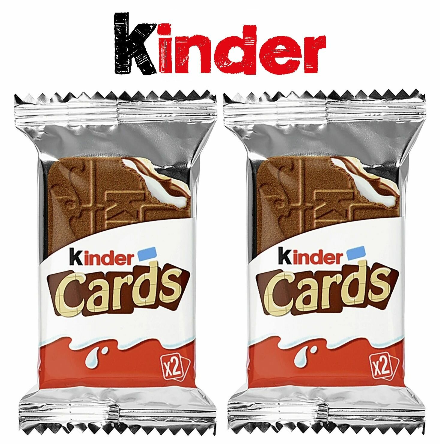 Шоколадно-молочное печенье Киндер Кардс / Kinder Cards 2 шт х 25,6 гр (Германия)