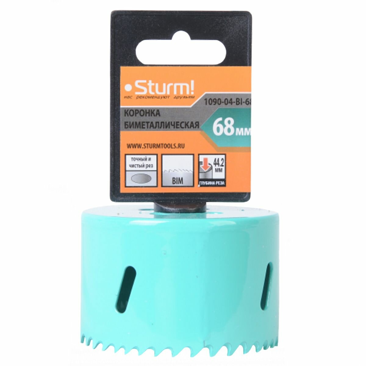 Коронка по металлу, дереву, пластику Sturm 68 мм, биметаллическая, центрирующее сверло в комплекте (1090-04-BI-68)