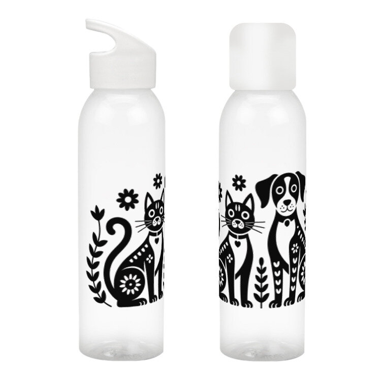 Бутылка для воды «Кот и собака, друзья» (белый)