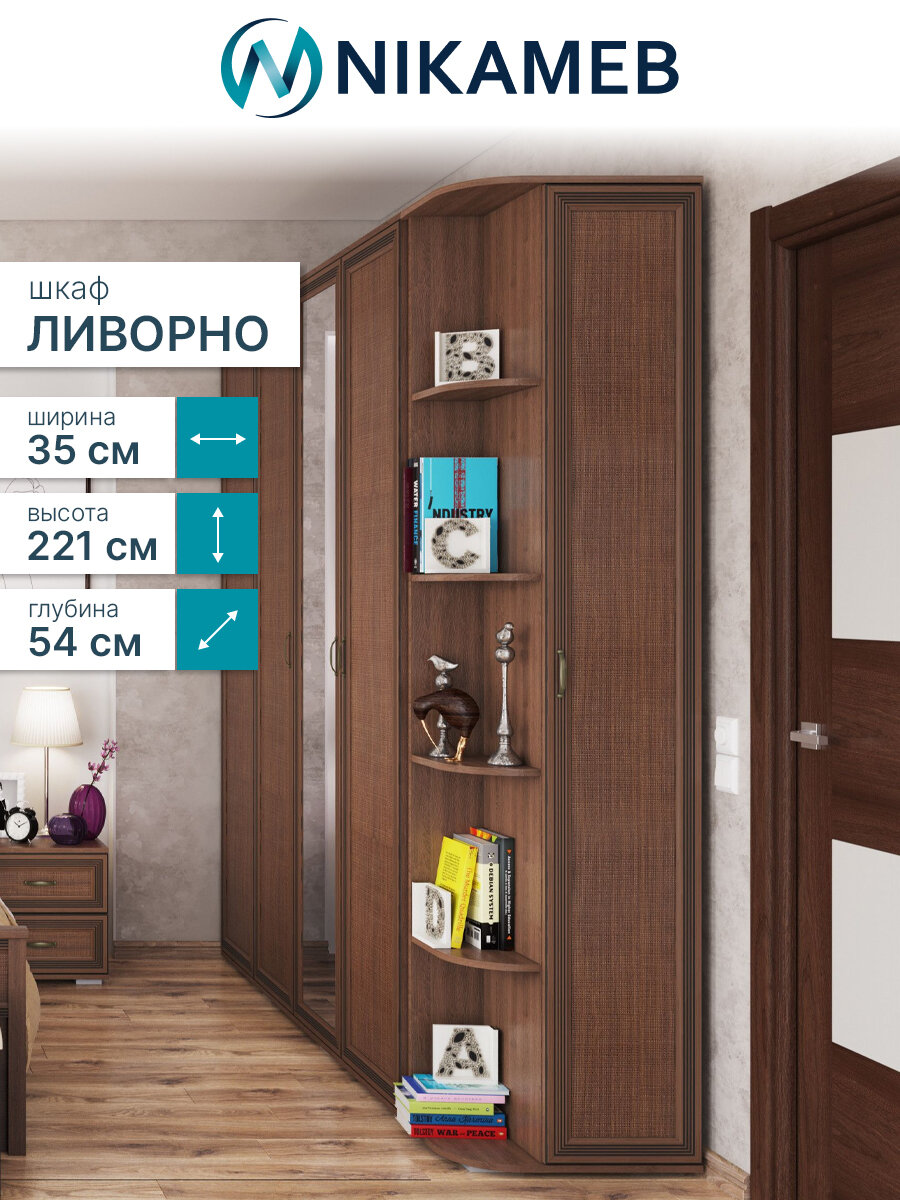 Шкаф торцевой ЛШ-26 Спальня Ливорно, ЛДСП/МДФ (донской орех), 35х54х221 см