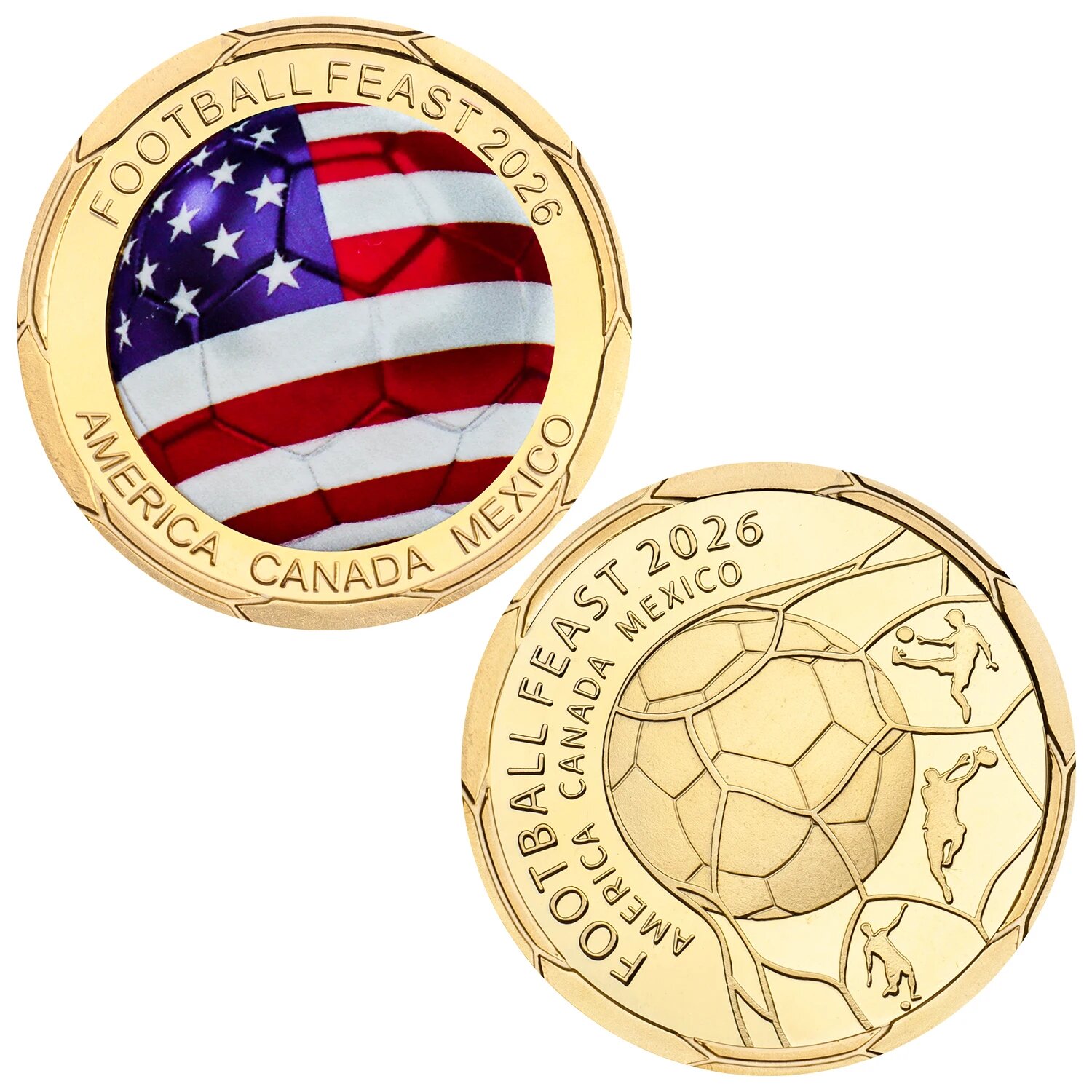 Сувенирная монета "Футбольный праздник 2026", Цвет: 1pc US