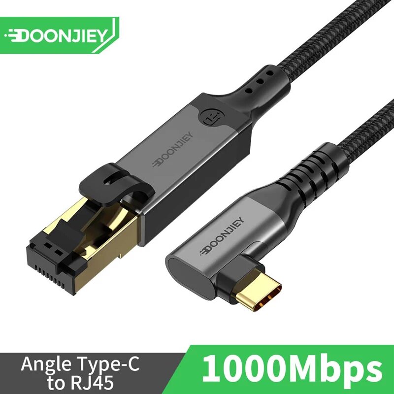 DOONJIEY USB-C Ethernet кабель 1000 Мбит/с 1 м, Elbow C to Gigabit