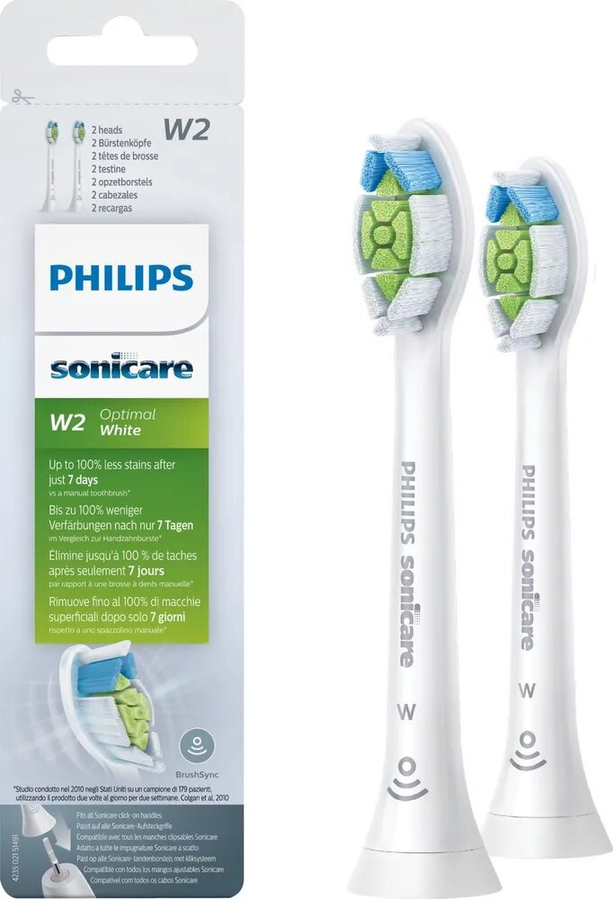 Насадки для электрической зубной щетки Philips Sonicare W2 Optimal White HX6062/10, для осветления зубной эмали, 2 шт