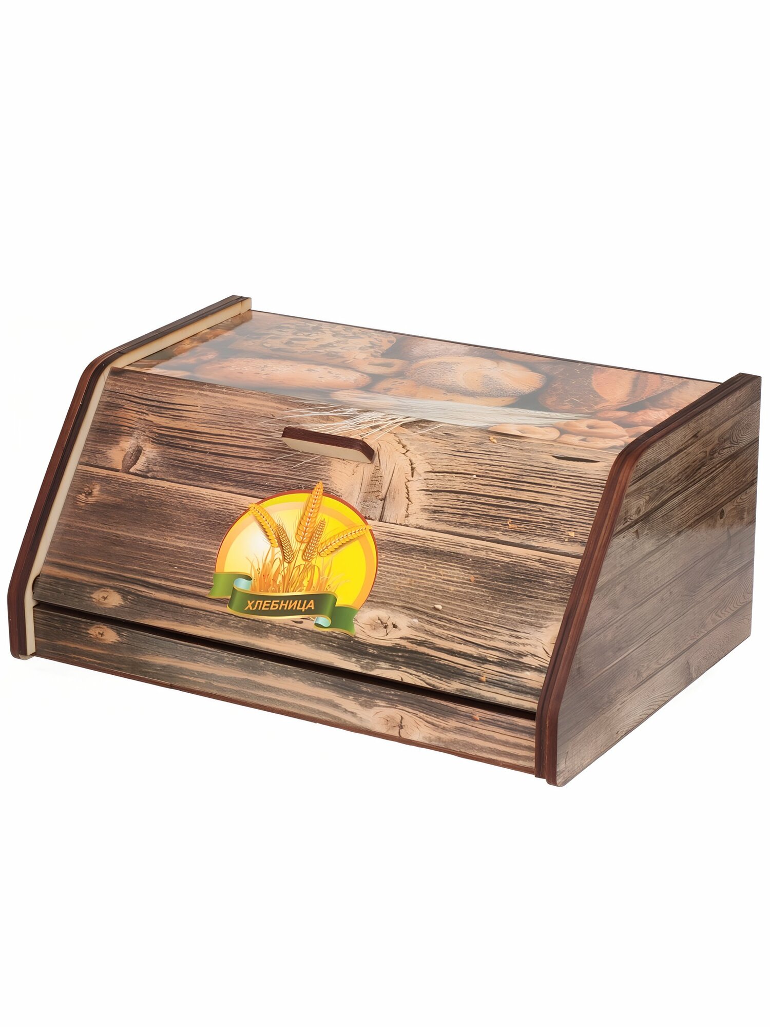 Хлебница деревянная 38.5х27х17.5 см ХЛ-3, для хлеба и выпечки, Китай, гладкое дно