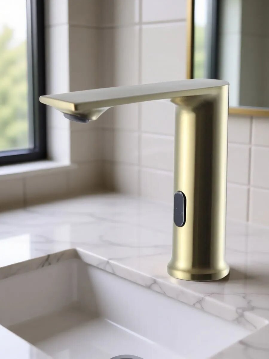 Смеситель сенсорный для умывальника из латуни от бренда Hansen H70004-D(S) матовое золото