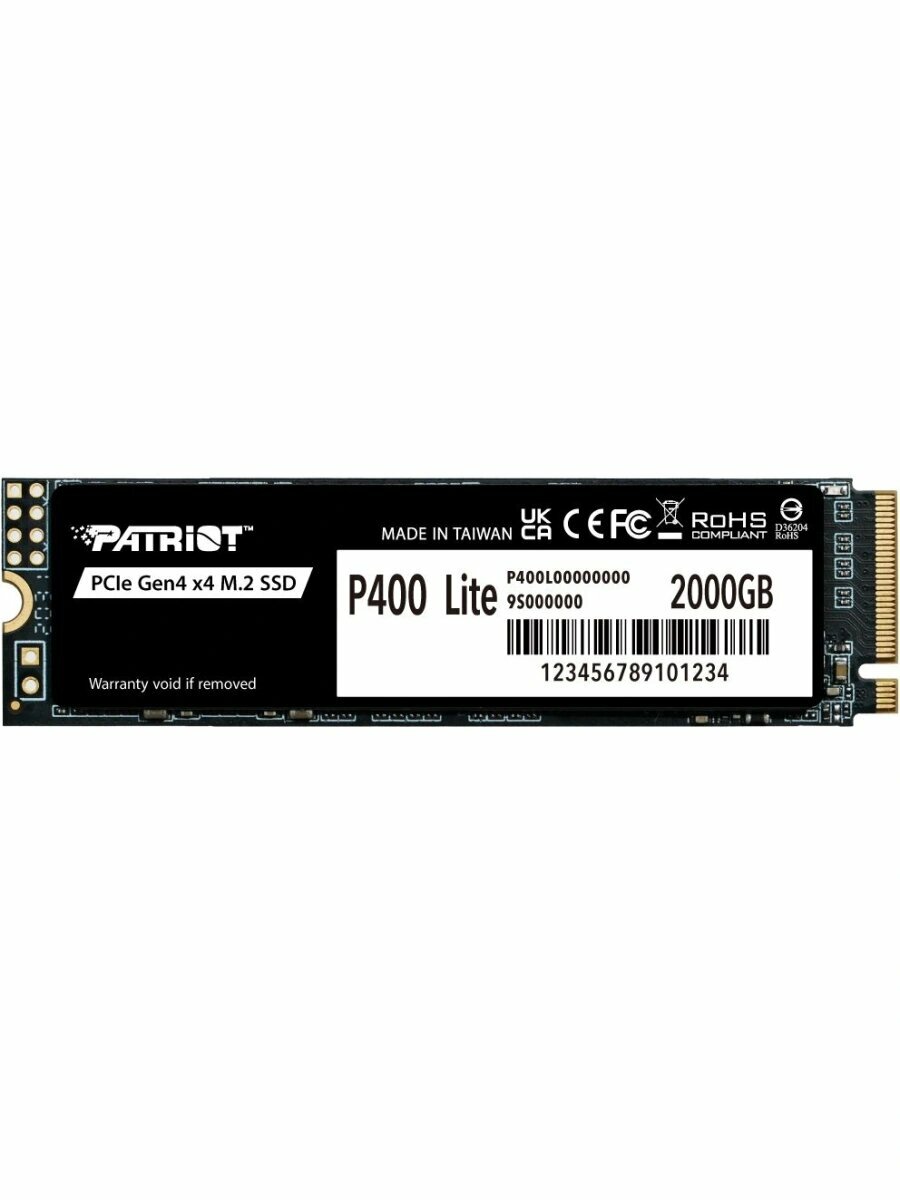 Накопитель SSD Patriot PCIe 4.0 x4 2TB P400LP2KGM28H P400 Lite M.2 2280