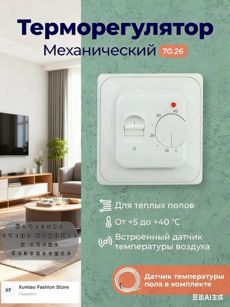 Терморегулятор/термостат до 3520Вт Для теплого пола, белый