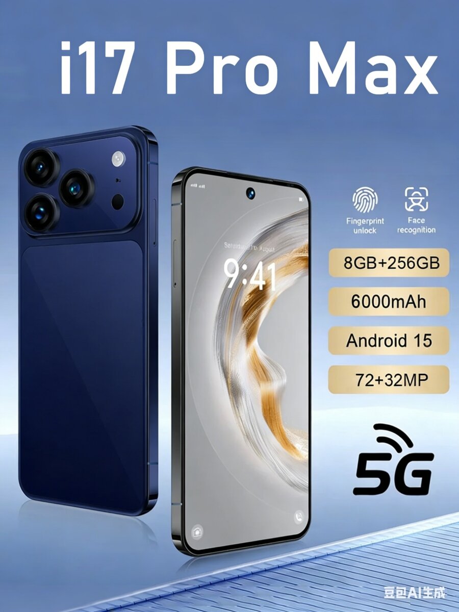 Смартфон i17 Pro Max, Android 14, 8Гб+256Гб, камера 48Мп, экран 6.8", 2 SIM